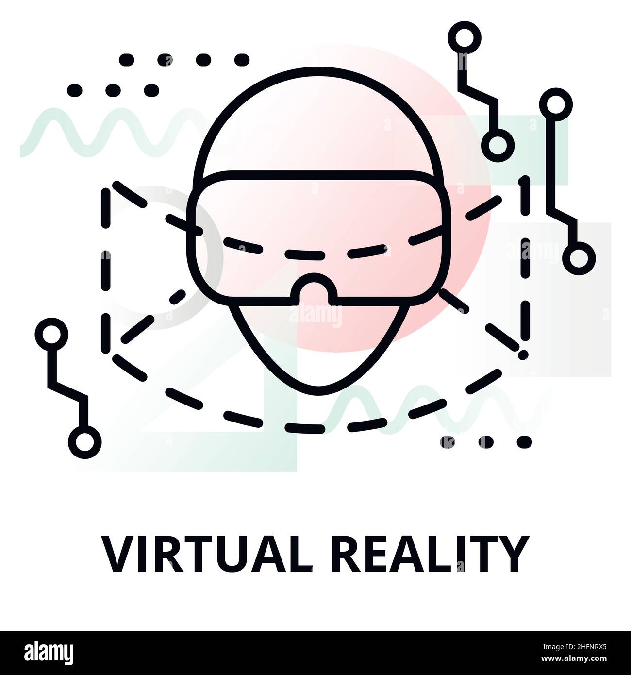 Abstract icon of future technology - virtual reality on color geometric ...