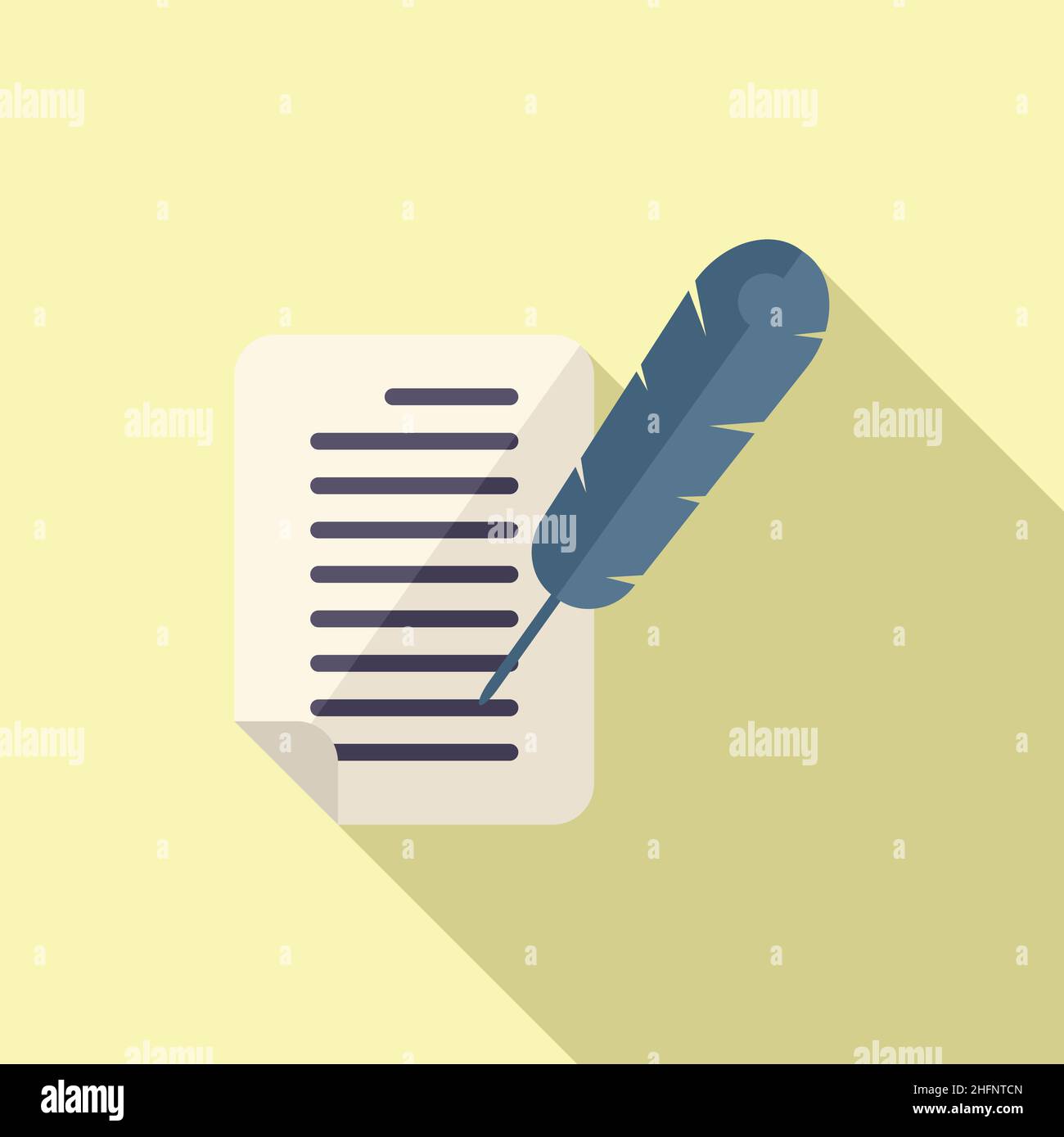 Feather writing icon flat vector. Letter text. Writer content Stock ...