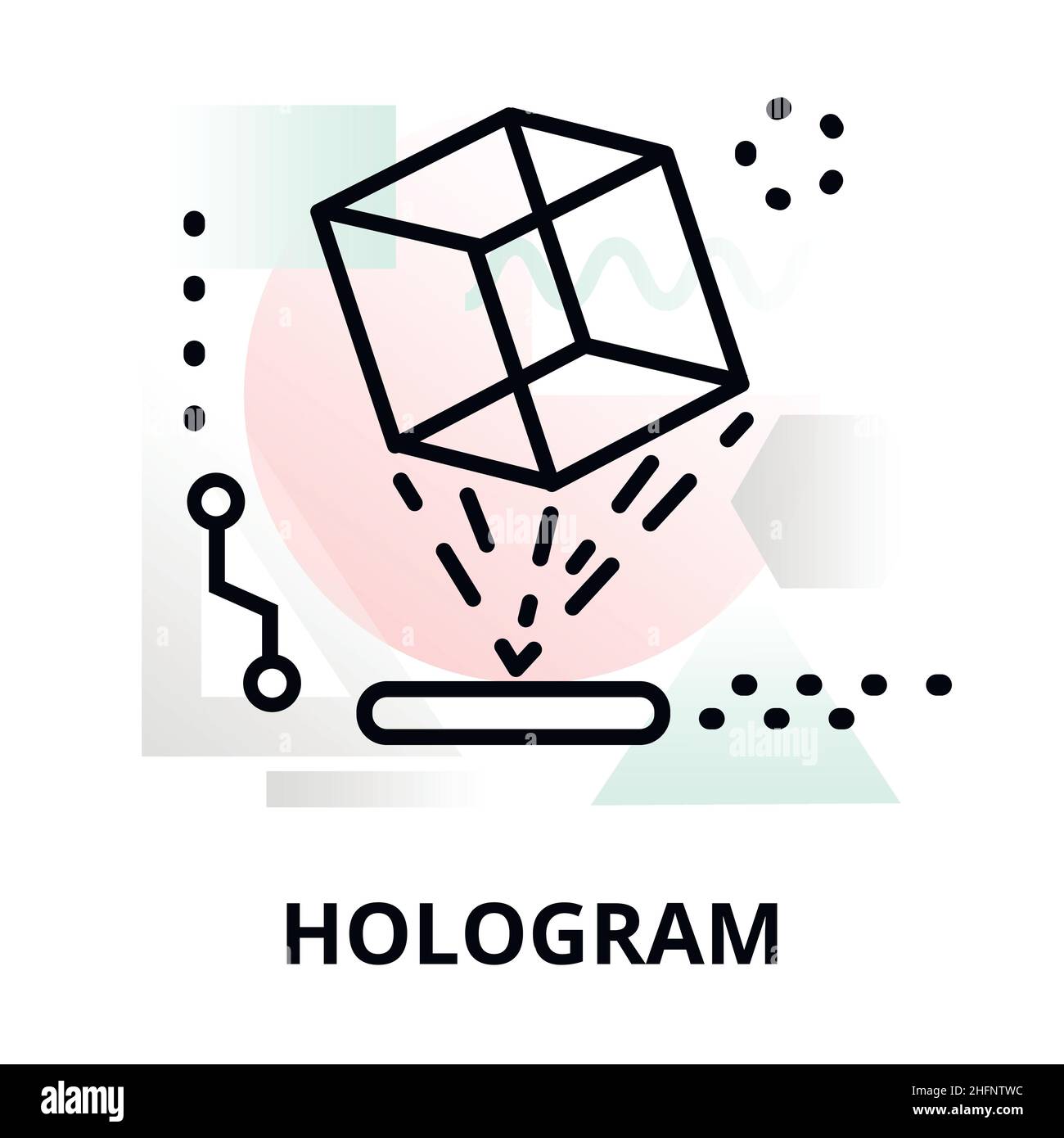 Abstract icon of future technology - hologram on color geometric shapes ...