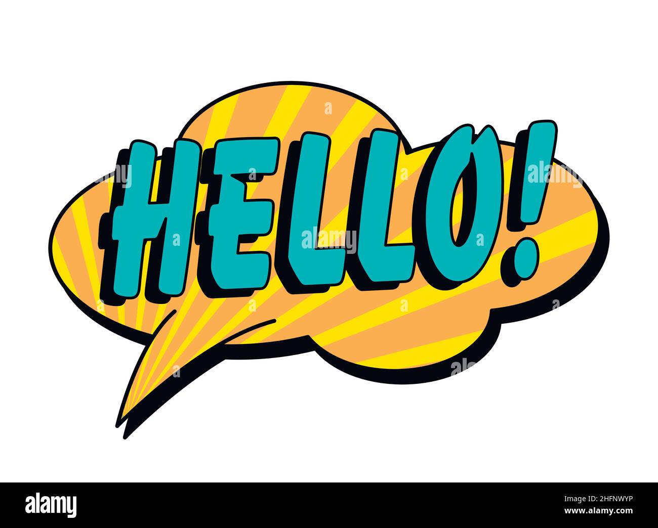 Hello speech bubble in retro style. Vector illustration isolated on ...