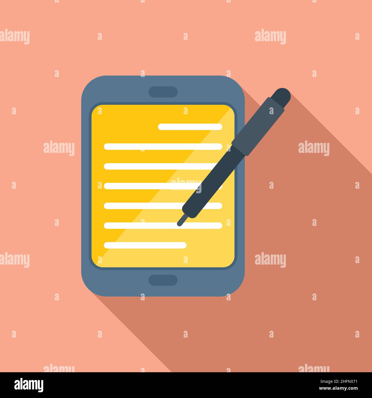 Tablet writing icon flat vector. Write message. Text notepad Stock ...