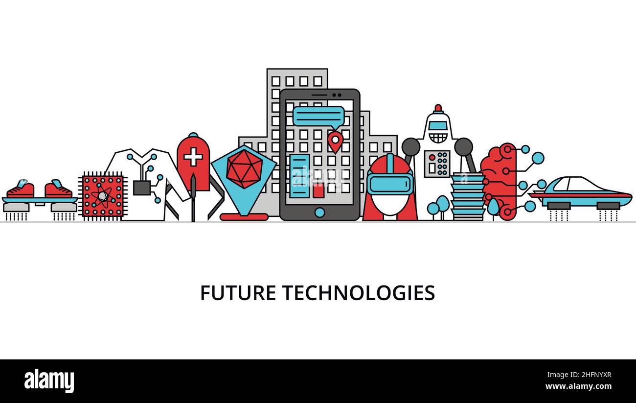 Modern flat line design vector illustration, concept of future ...