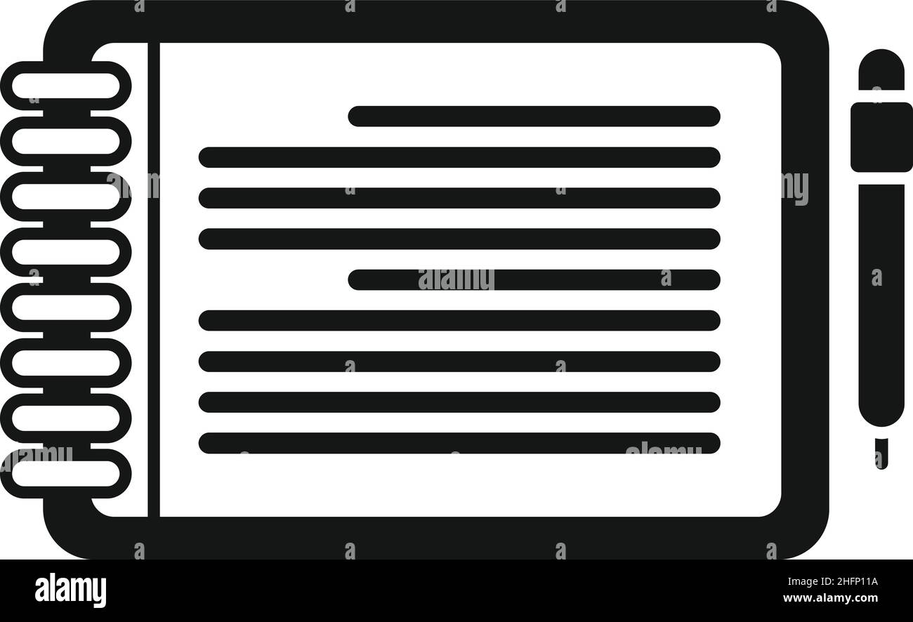Notepad icon simple vector. Write paper. Pen text Stock Vector Image ...