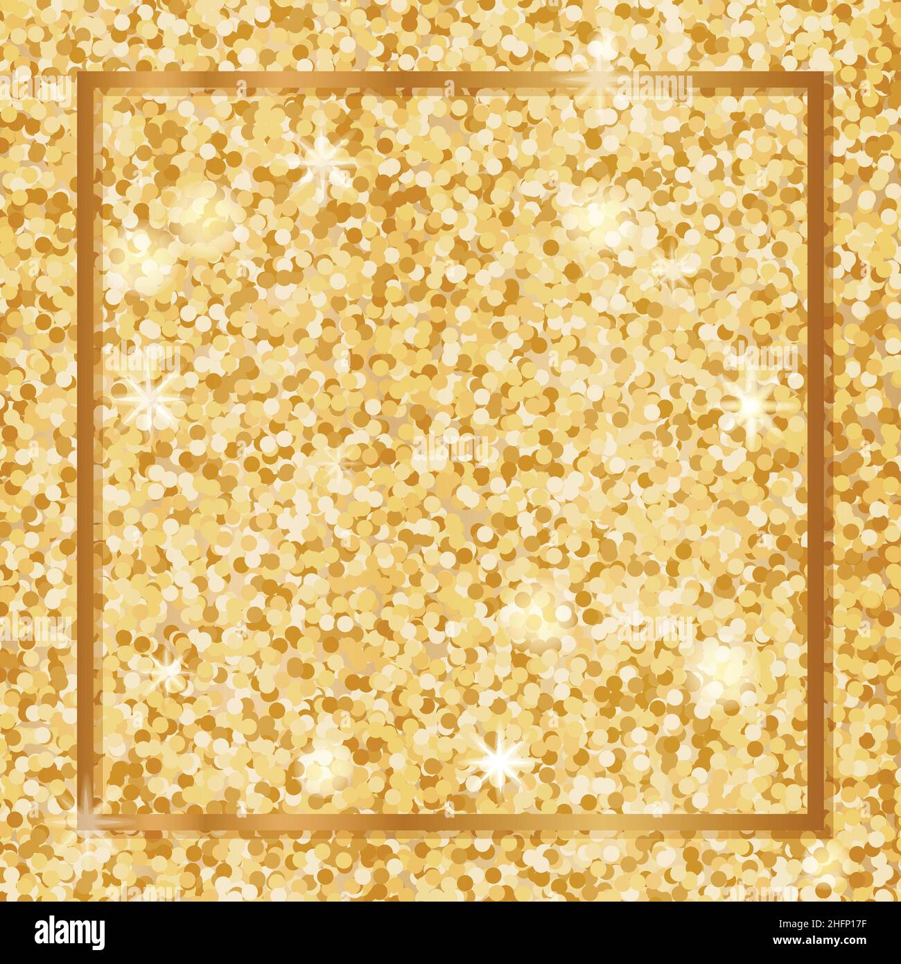 Golden glitter shiny sparkling square background template vector ...