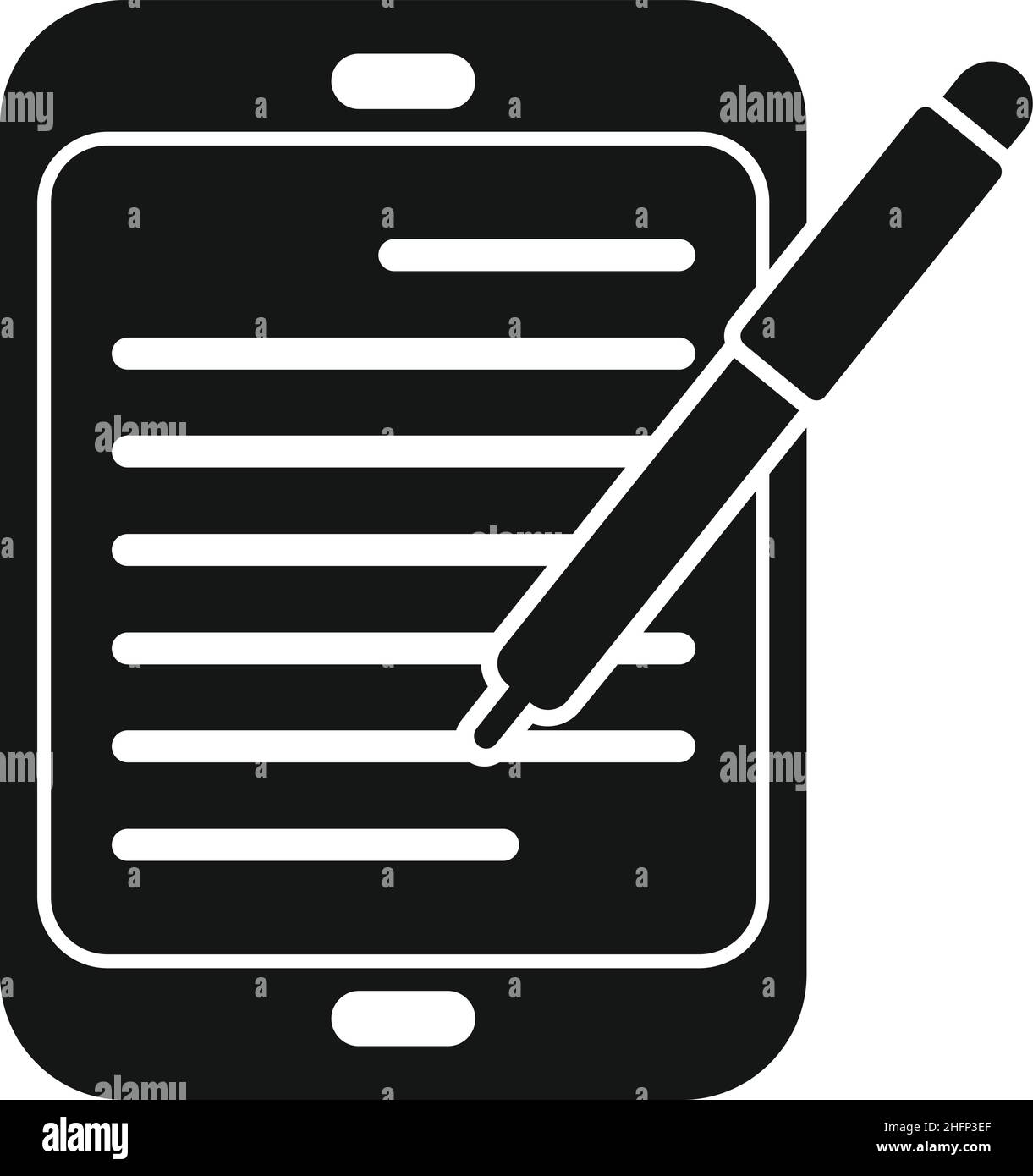 Tablet writing icon simple vector. Write message. Text notepad Stock ...