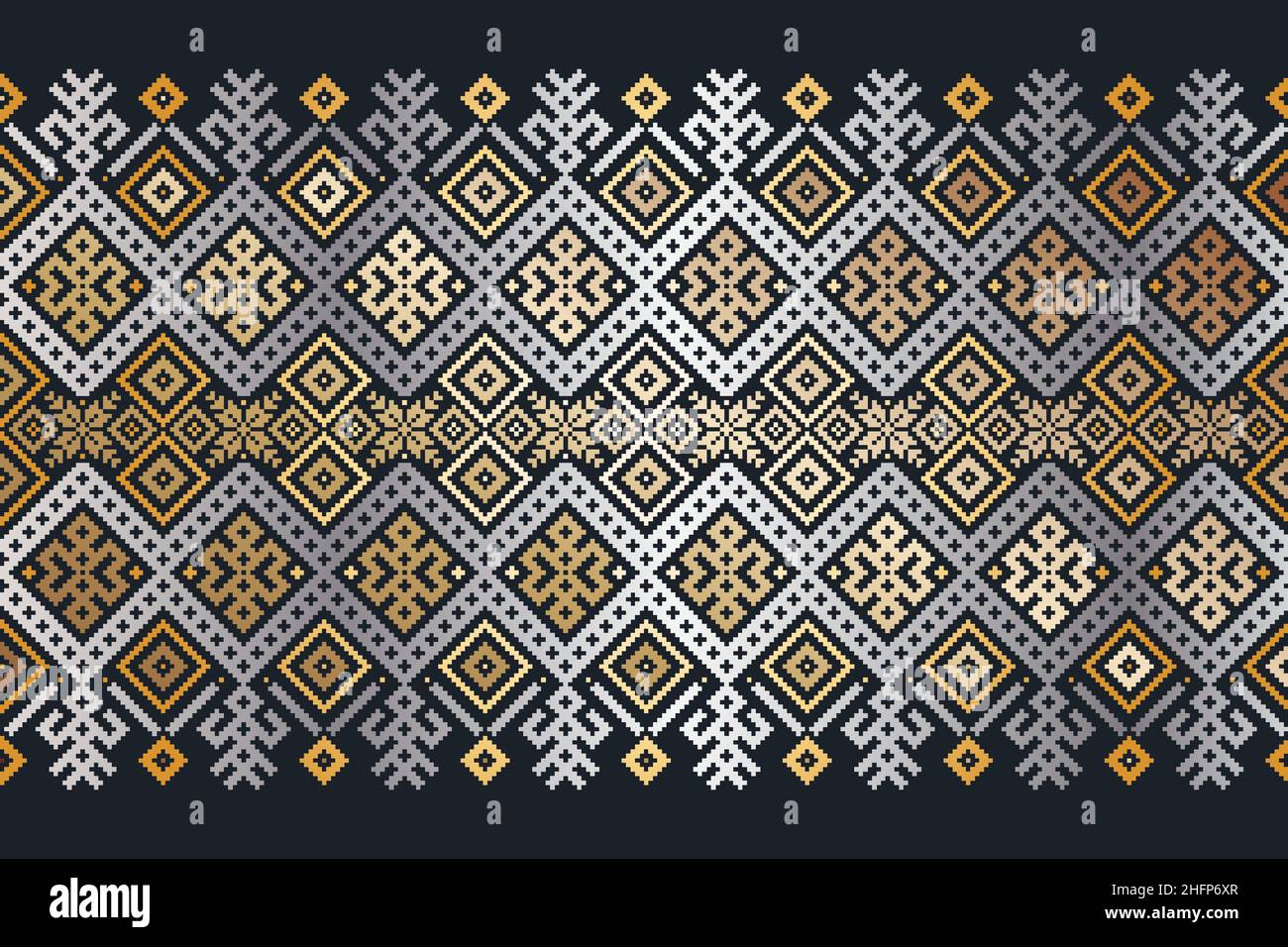 Vector illustration of Ukrainian folk seamless pattern ornament. Ethnic ...