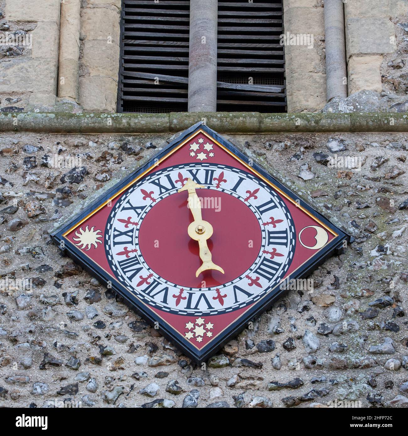 Clock and Parish Church of St Peter & St Paul, Rustington Stock Photo ...