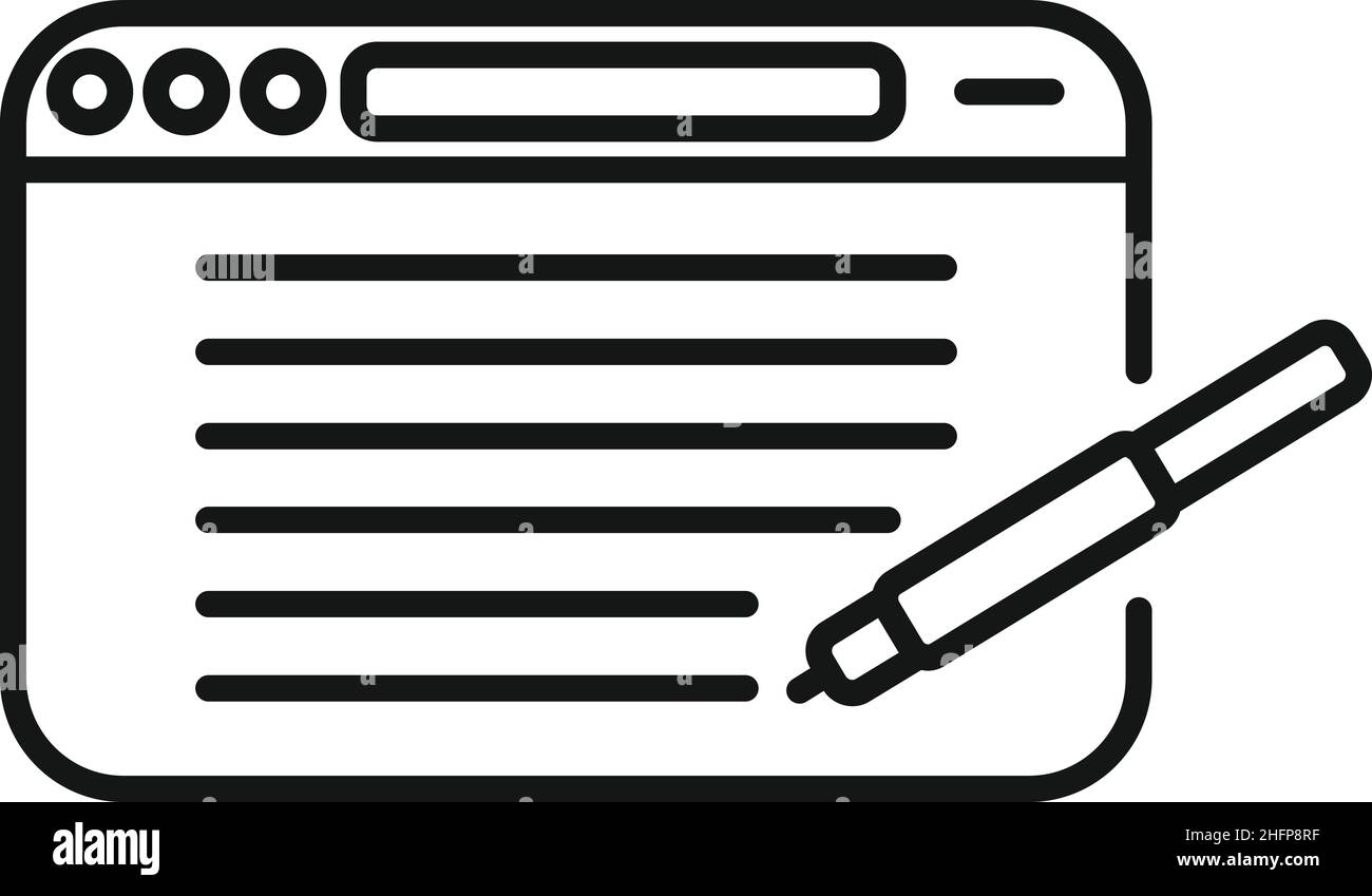 Web page writing icon outline vector. Text message. Note article Stock ...