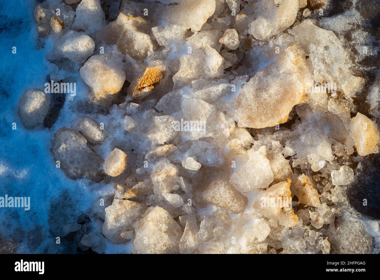 Ice blocks on the sea. Cracked ice texture. Top view. Nature winter ...