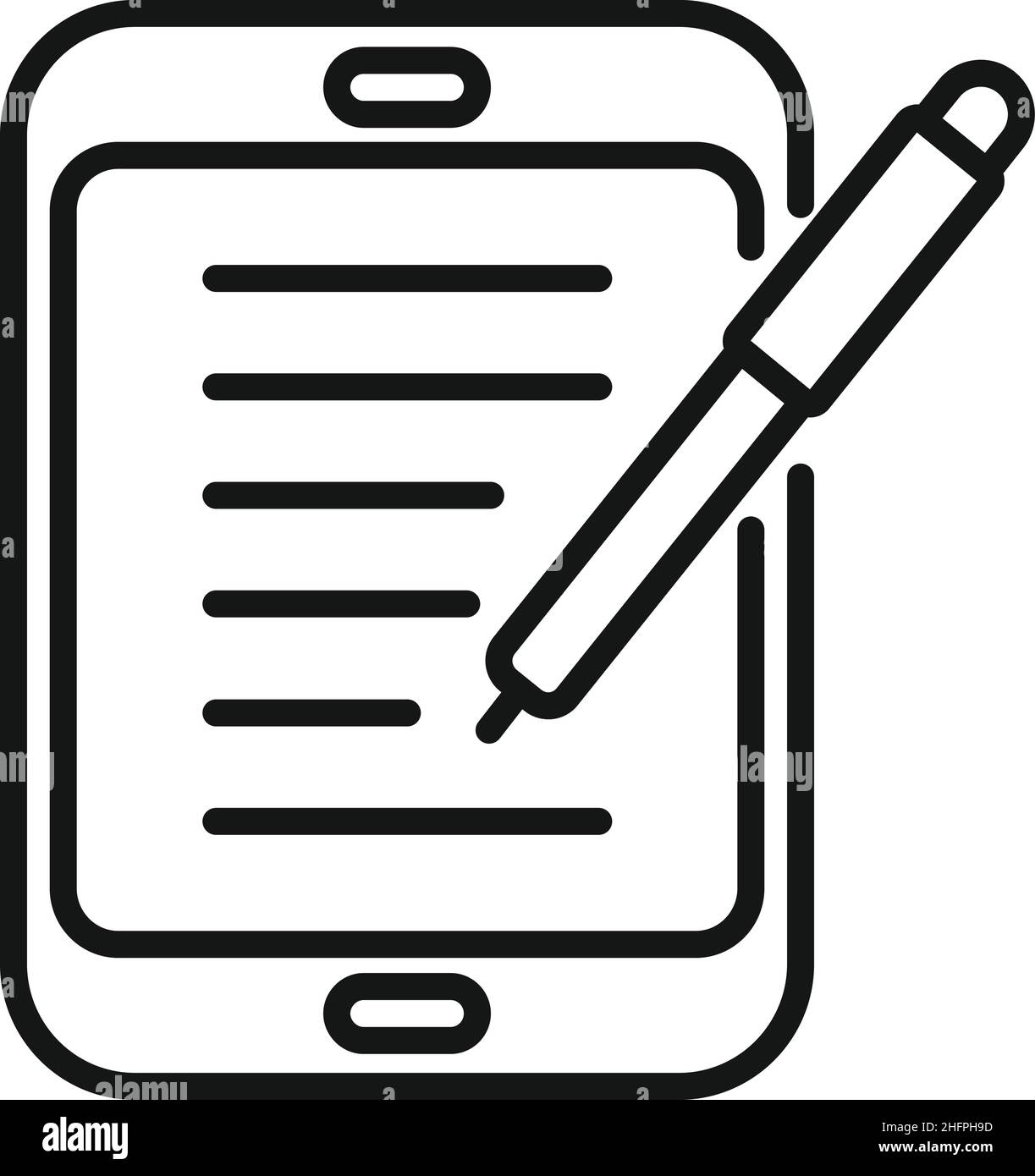 Tablet writing icon outline vector. Write message. Text notepad Stock ...