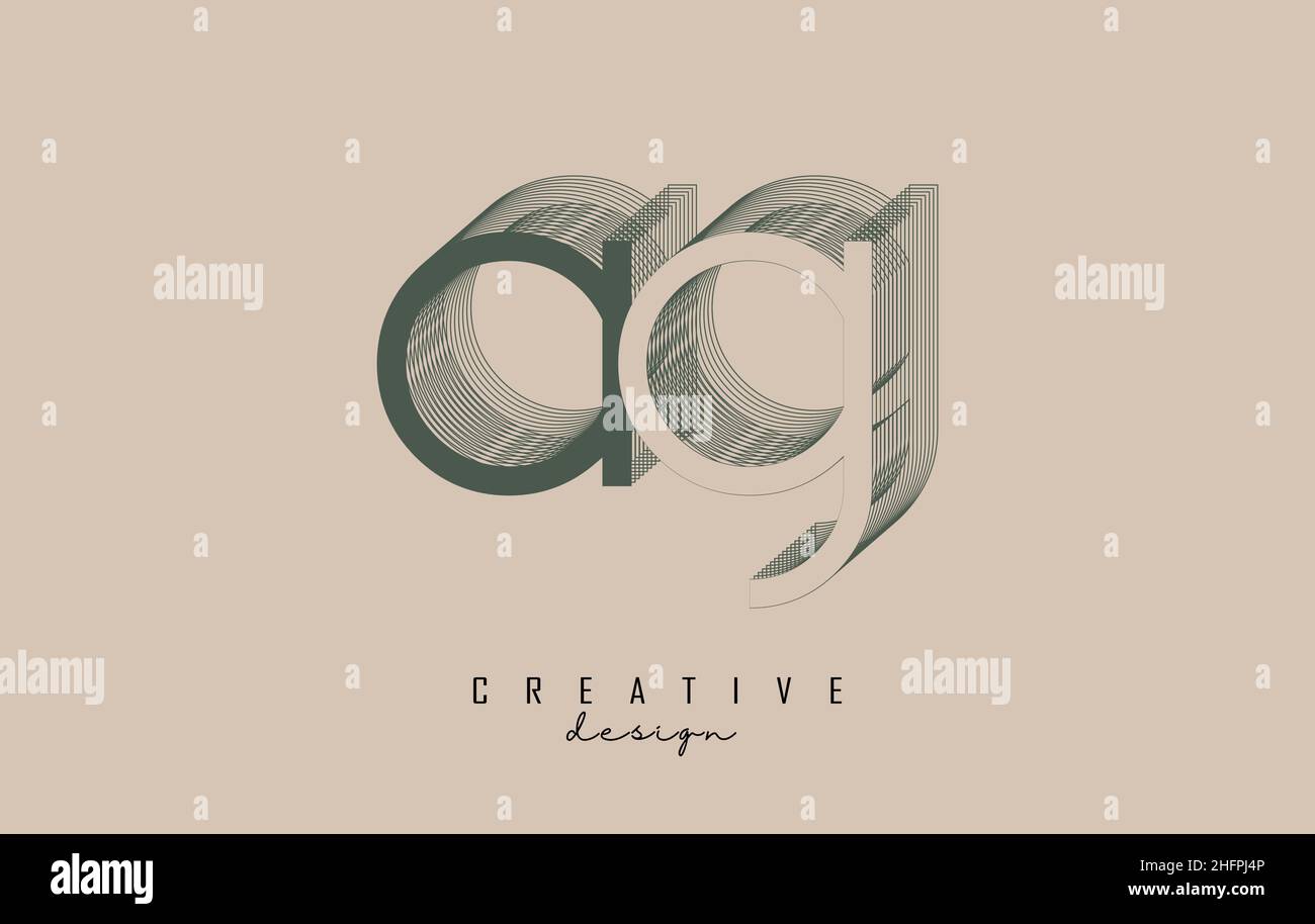 Wireframe AG Letter Logo Design in two colors. Creative vector ...