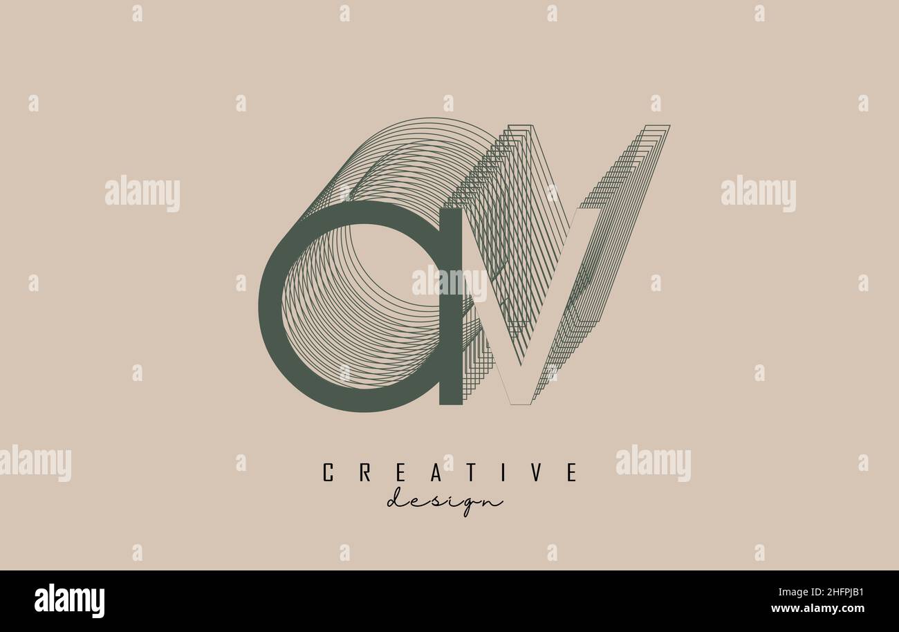 Wireframe AV Letter Logo Design in two colors. Creative vector ...