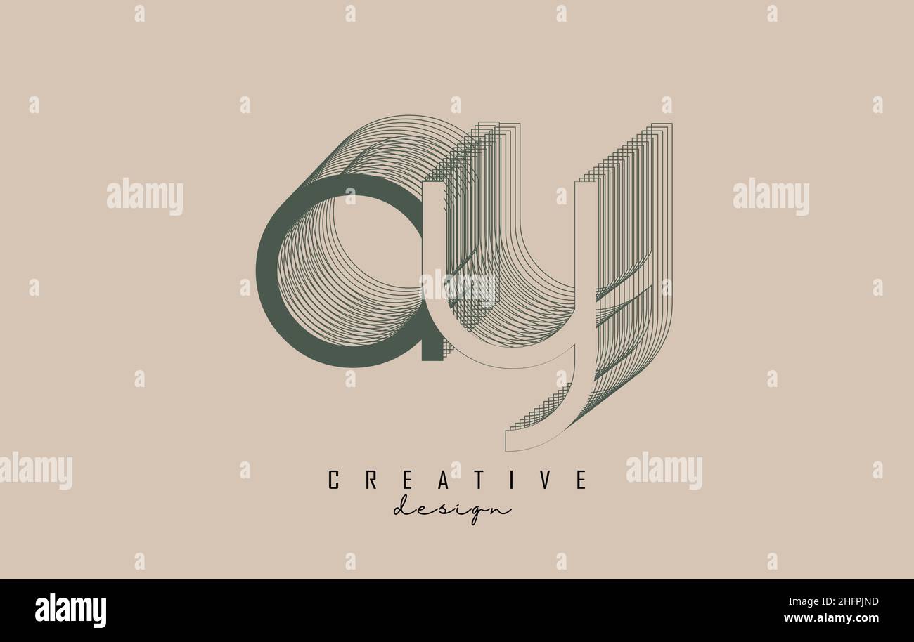 Wireframe Ay Letter Logo Design in two colors. Creative vector ...