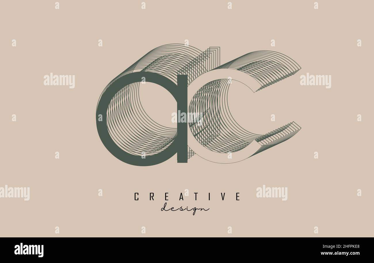 Wireframe AC Letter Logo Design in two colors. Creative vector ...
