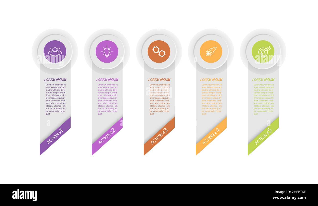 5 stages of development, improvement or training. Infographics with ...