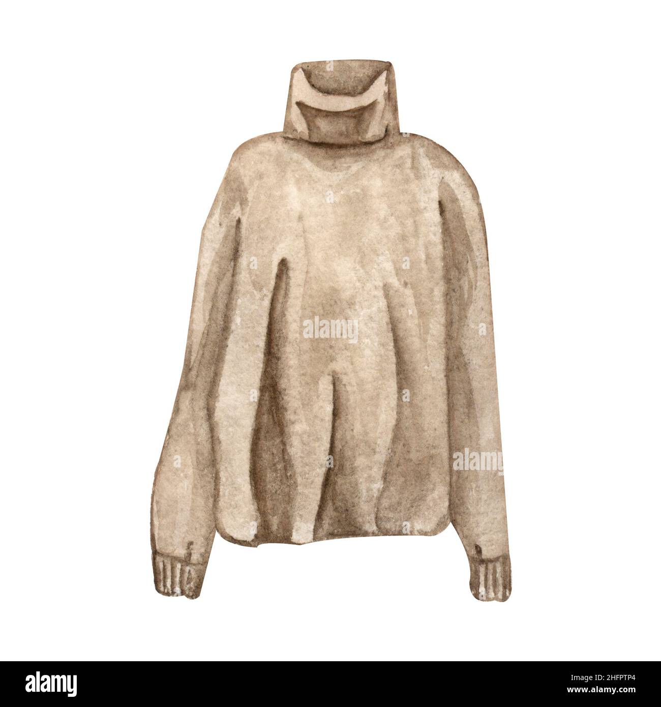 Watercolor hand painted winter sweater. Femine pullover in cocoa color ...