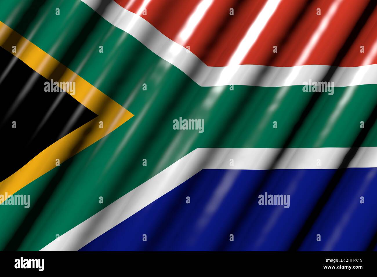 beautiful shining - looking like plastic flag of South Africa with ...