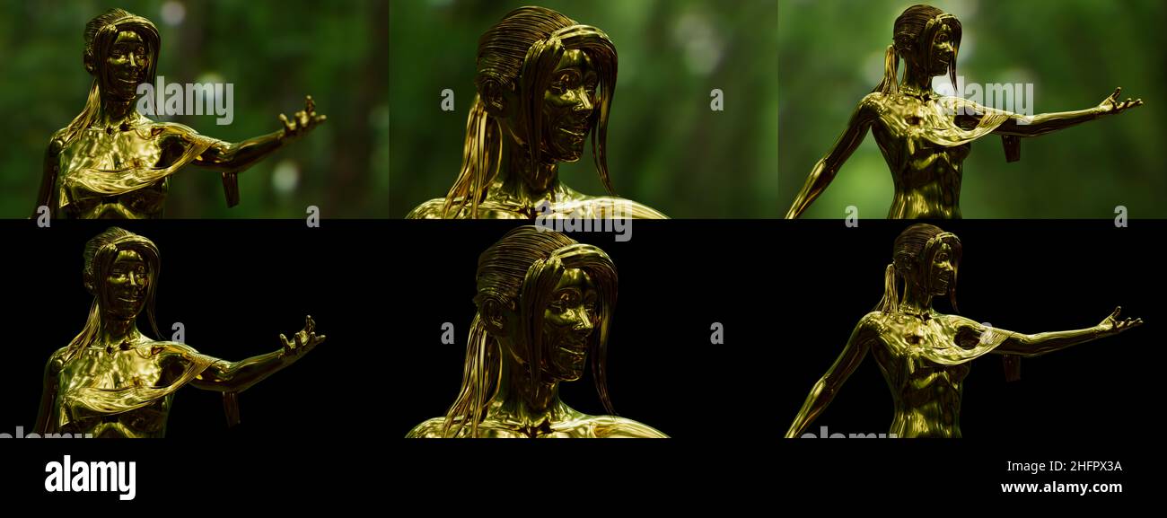 stone rendered statue with lights and shadows for arts, isolated ...