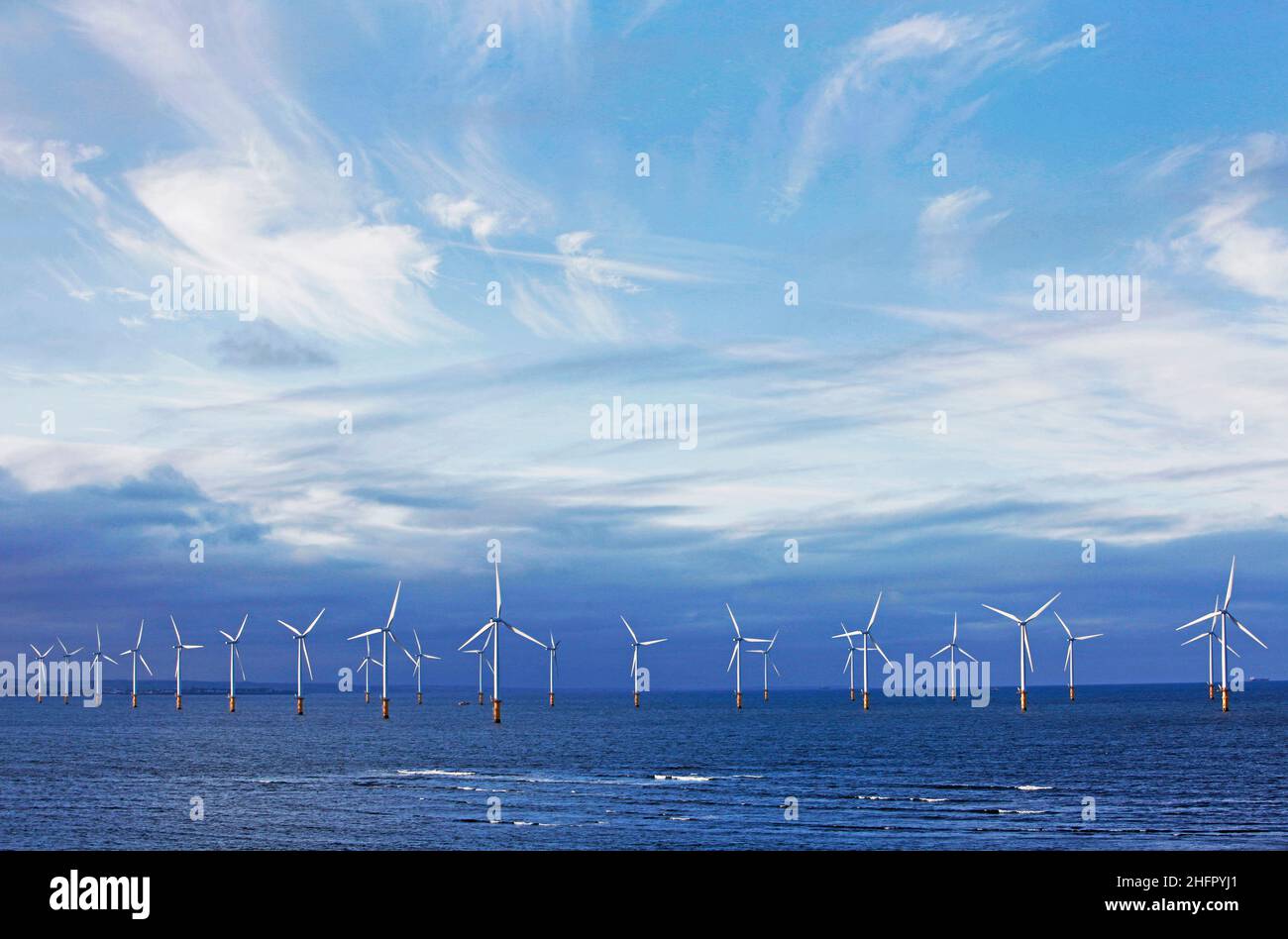 The Teesside offshore wind farm at Redcar in North East England ...