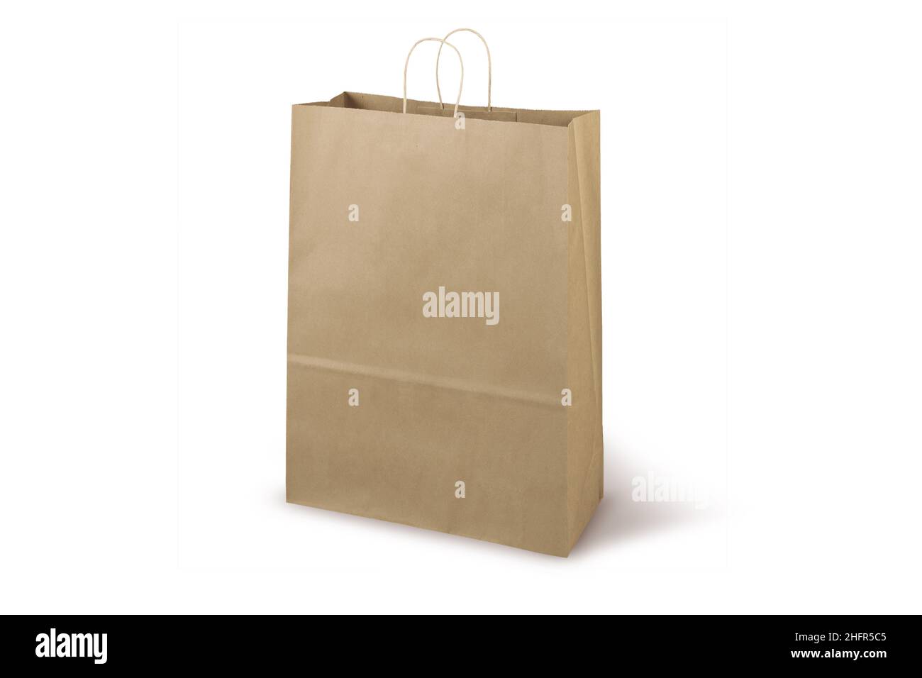 Brown craft small paper bag packaging template isolated on white ...