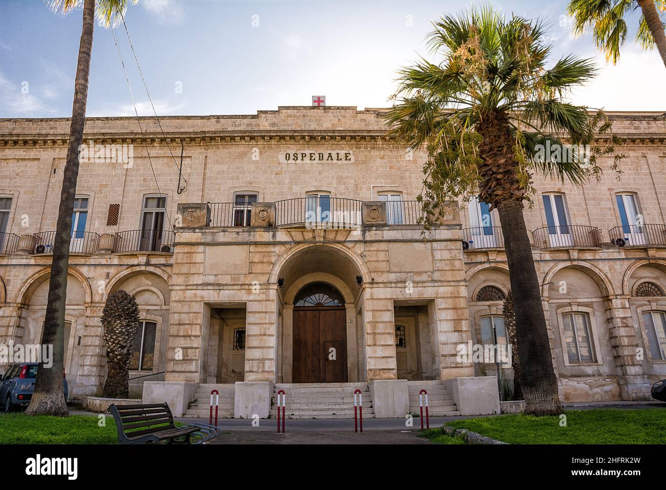 Ancient facade of the hospital of Monopoli in Puglia (Italy Stock Photo ...