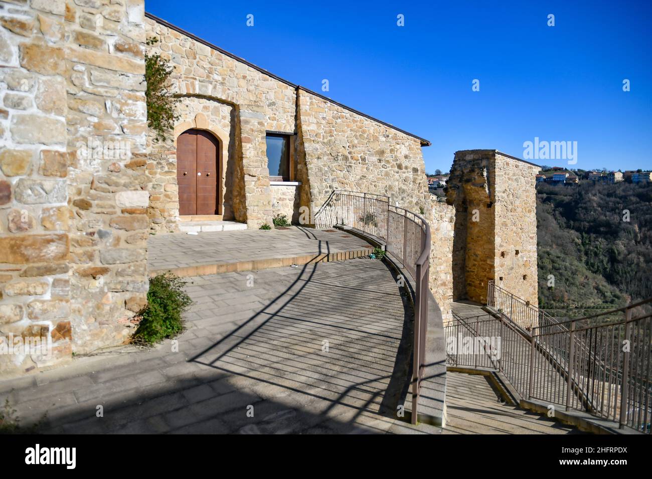 Entrance gate in the fortified walls of Montecalvo Irpino, a medieval ...