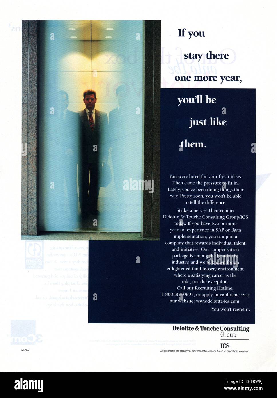 Deloitte & Touche Consulting Group recruiting advert, USA 1990s Stock ...