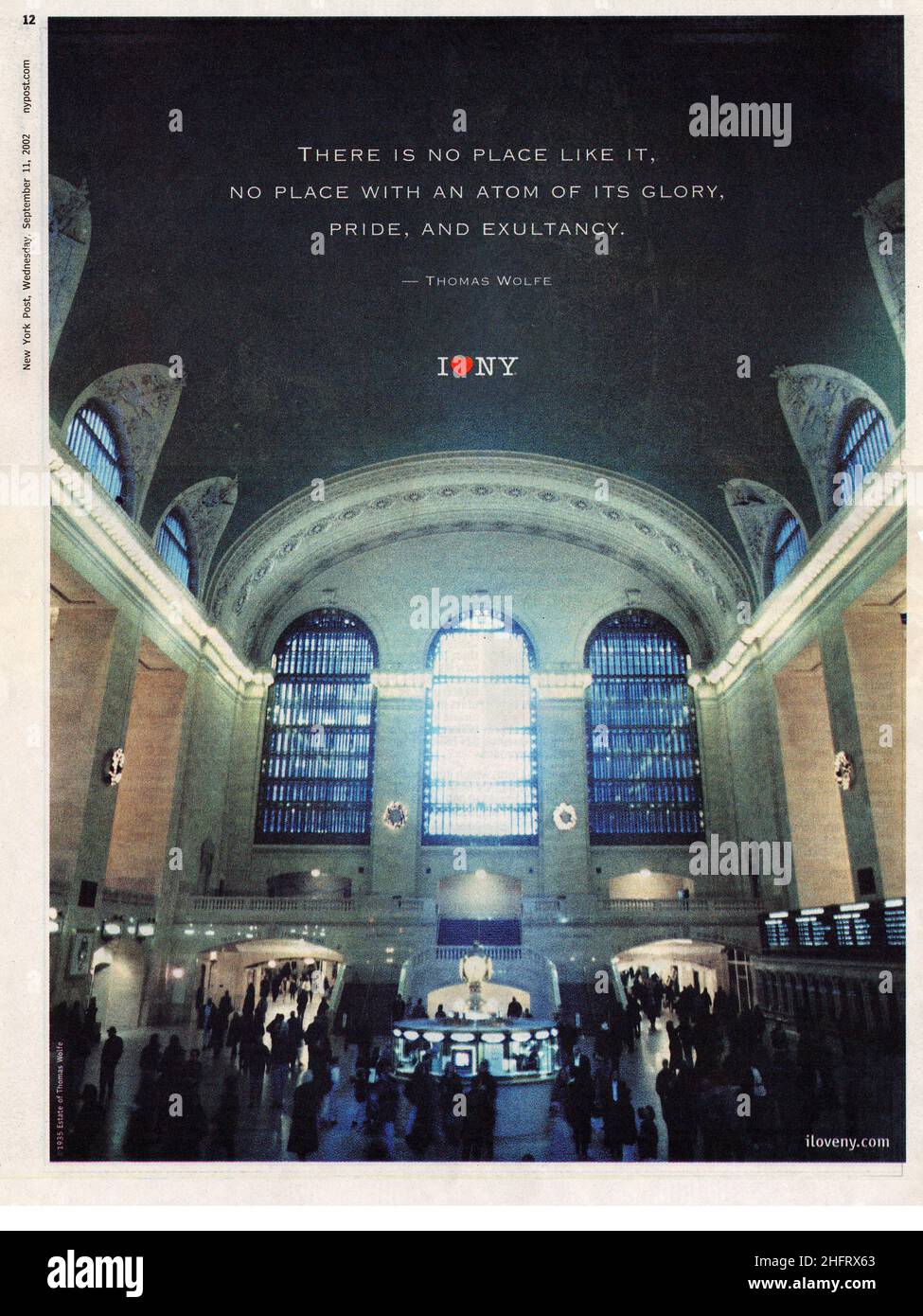 Full page first anniversary remembrance of 9/11, New York City, USA ...