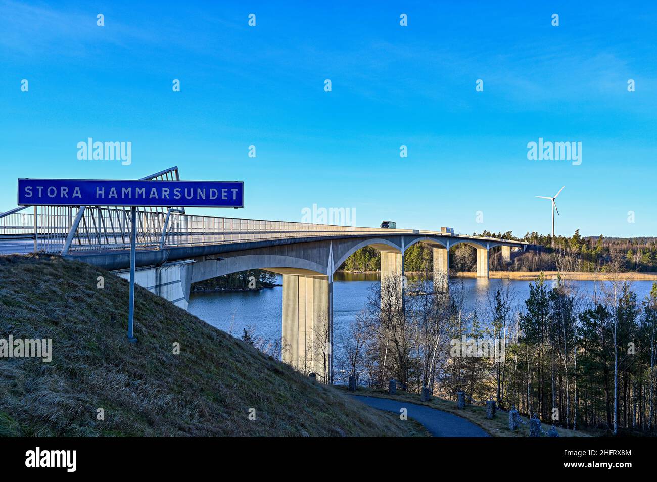 beam bridge over the water Hammarsundet in Askersund Sweden Stock Photo ...