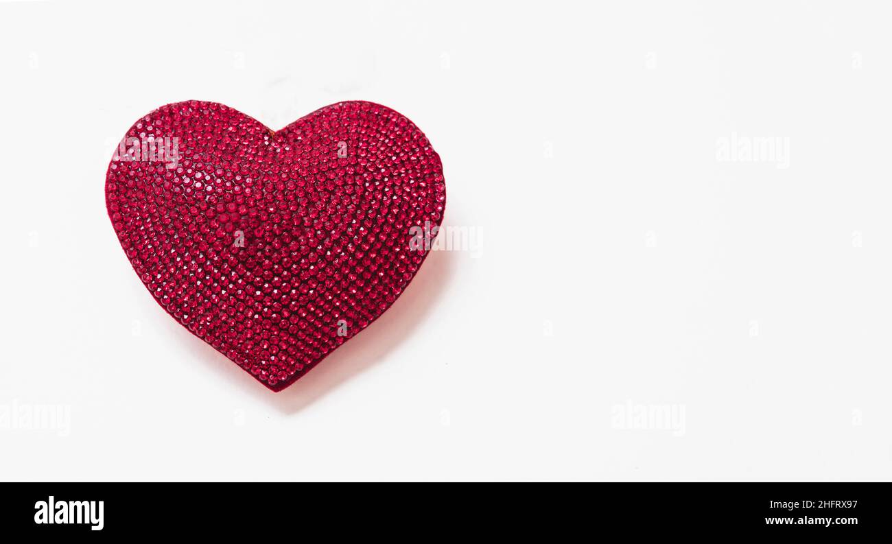 Heart isolated on white. Red color ruby shiny heart shape jewel ...