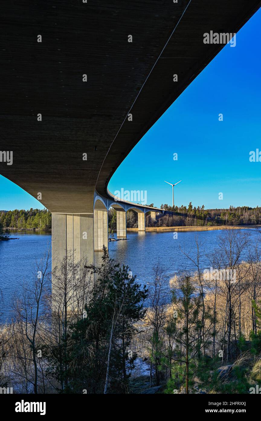 beam bridge over the water Hammarsundet in Askersund Sweden Stock Photo ...