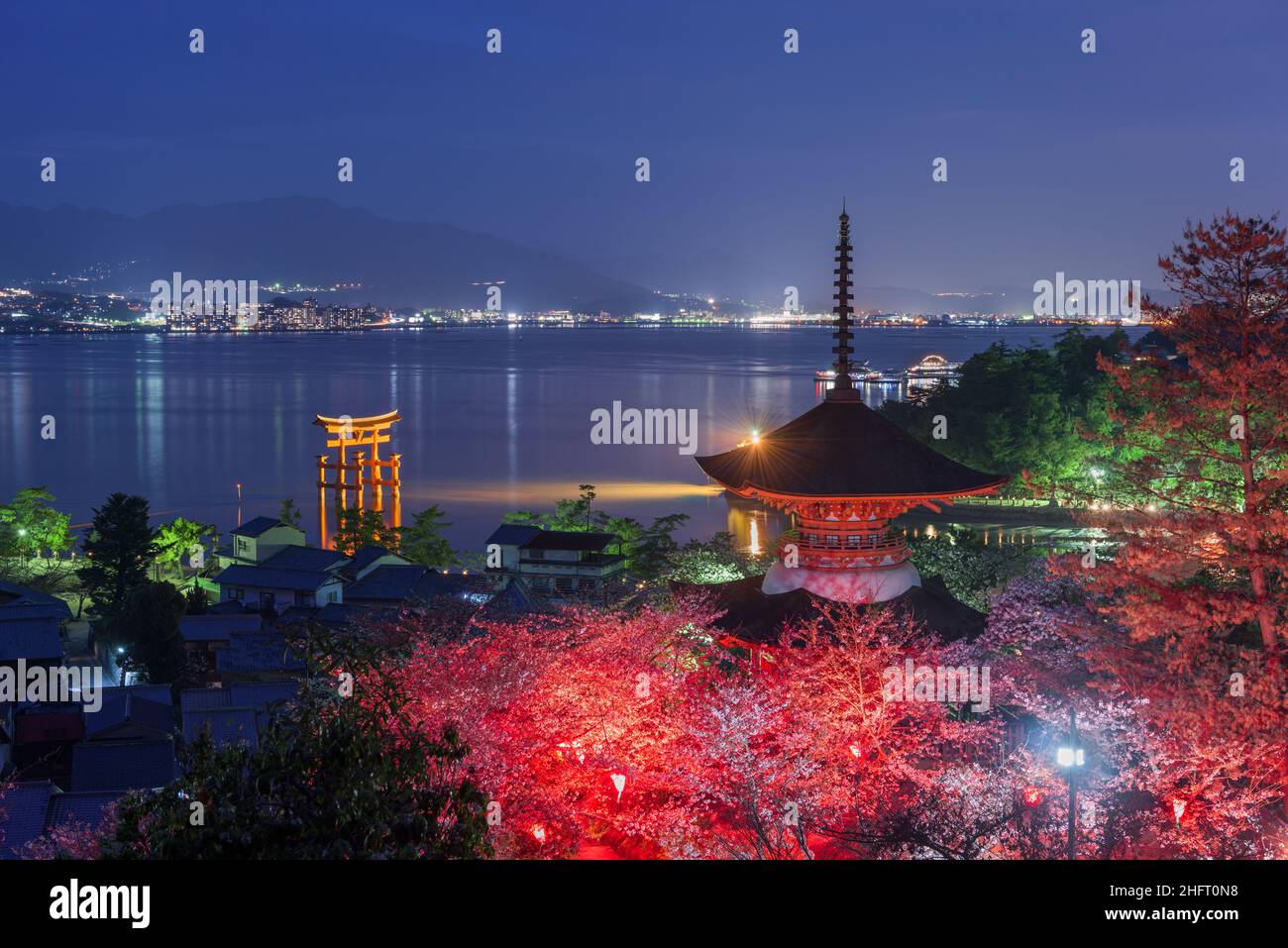 Miyajima Island, Hiroshima, Japan in spring at night Stock Photo - Alamy