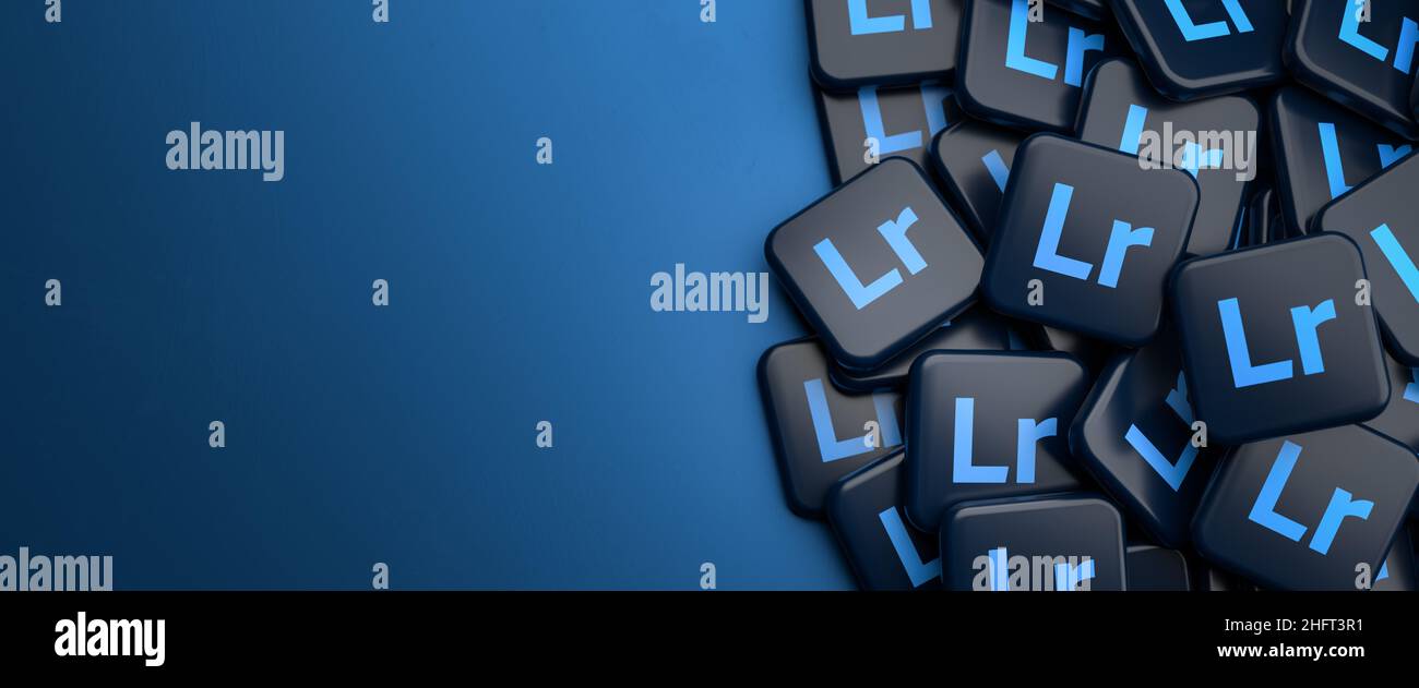 Logos of the photo editing software program Adobe Photoshop Lightroom ...