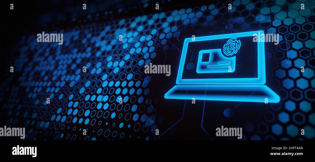 cybersecurity concept, internet security, screen with verification ...