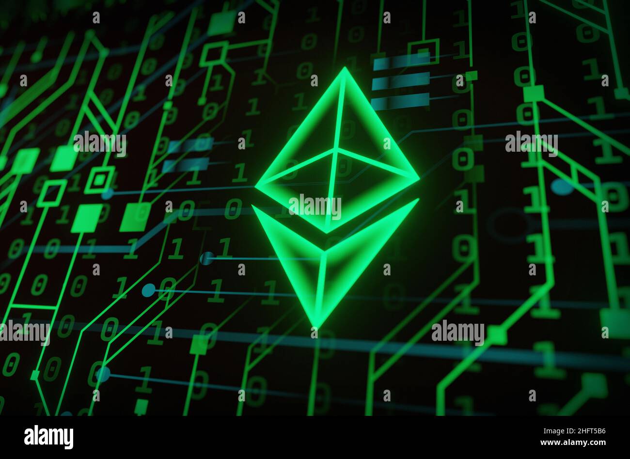 Ethereum digital currency, futuristic digital money, green technology ...