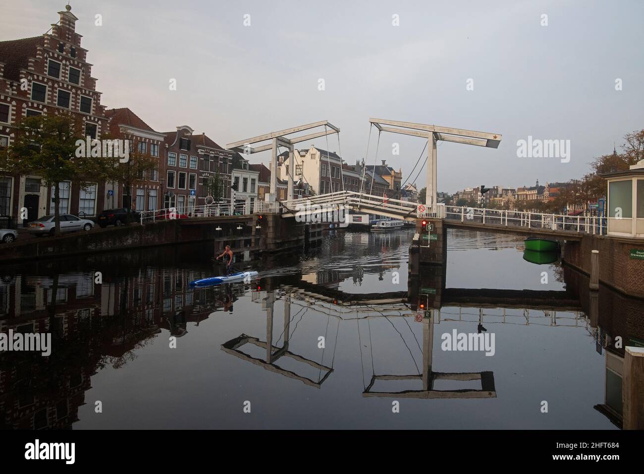 Dawn over Spaarne river in the city centre of Haarlem Stock Photo - Alamy