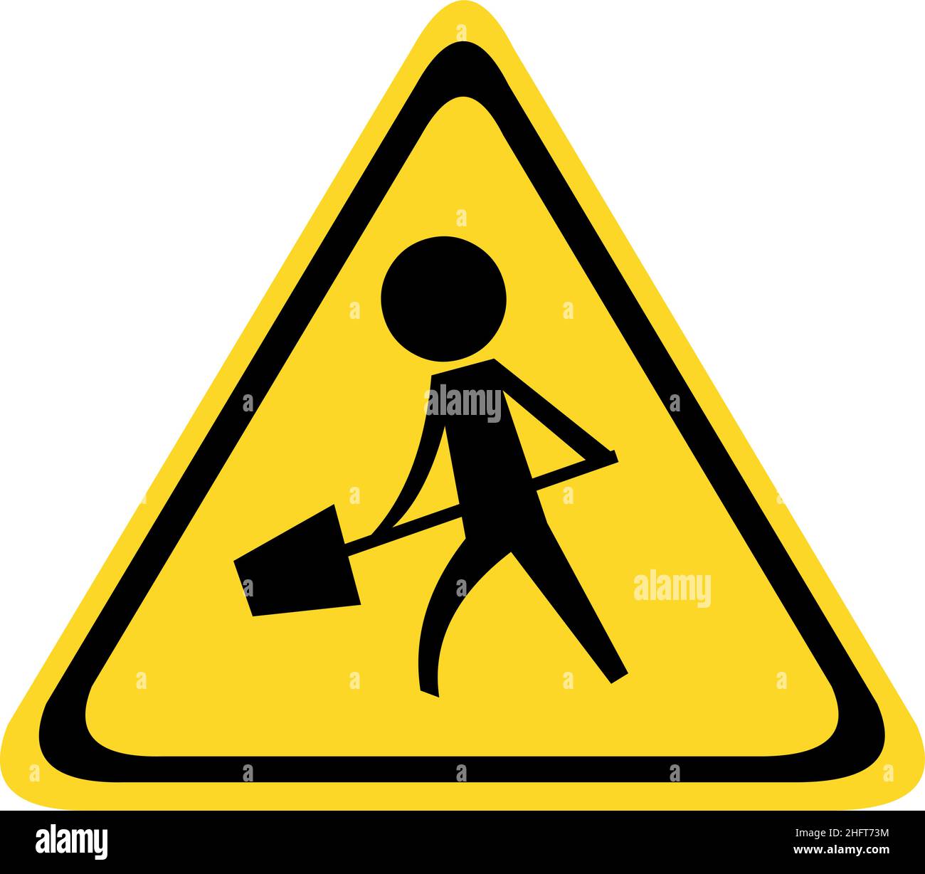 Vector illustration of traffic signaling of men working, in a yellow ...