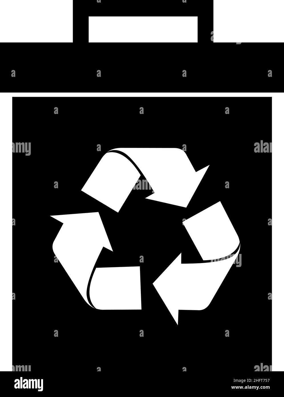Vector illustration of black color bin icon with recycle symbol Stock ...