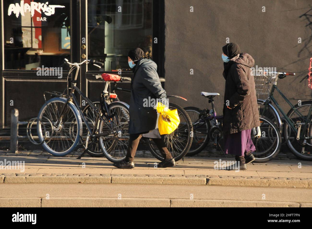 Copenhagen/Denmark./17 January 2022/ two senior female citizenwear face ...