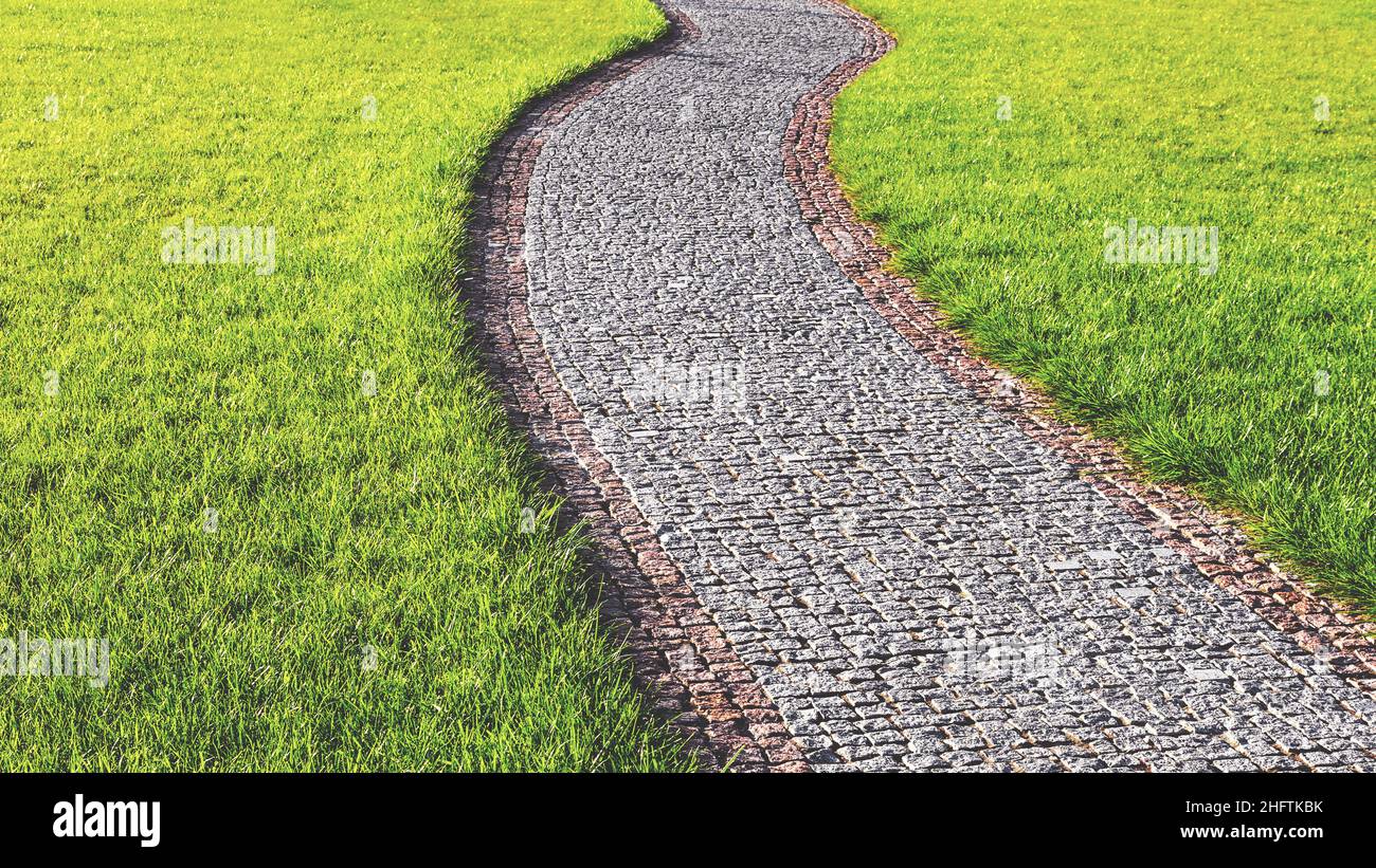 Textured background stone pathway in green park Stock Photo - Alamy