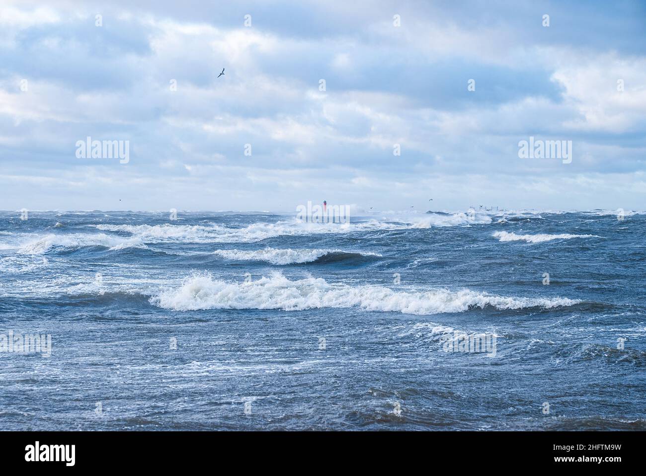 Thunder storm waves crashing on the beach Stock Photo - Alamy