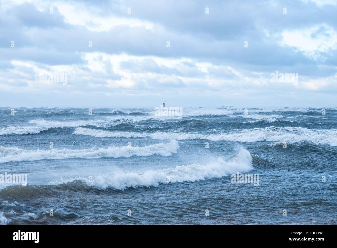 Thunder storm waves crashing on the beach Stock Photo - Alamy