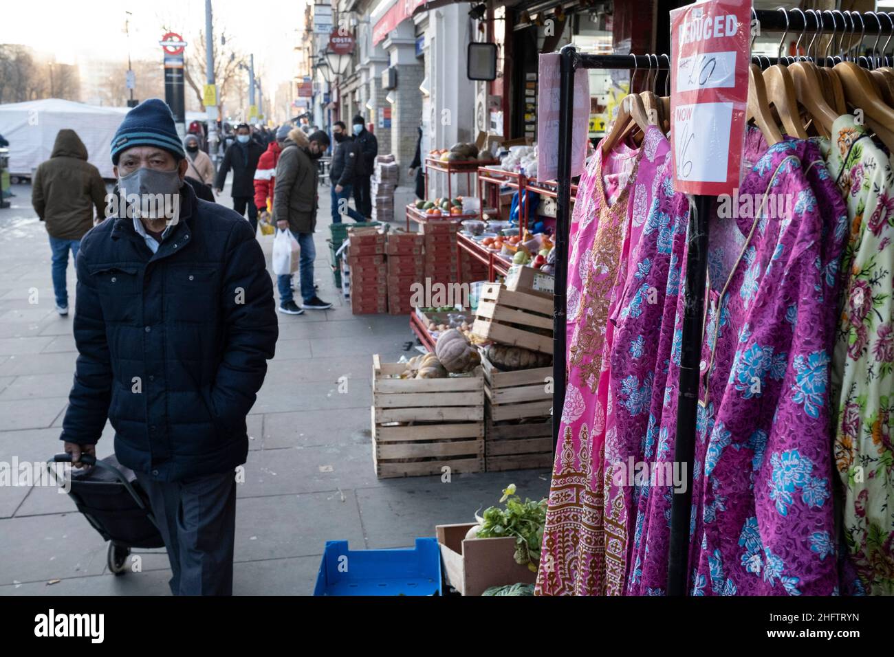 Street scene along Whitechapel High Street on 13th January 2022 in ...