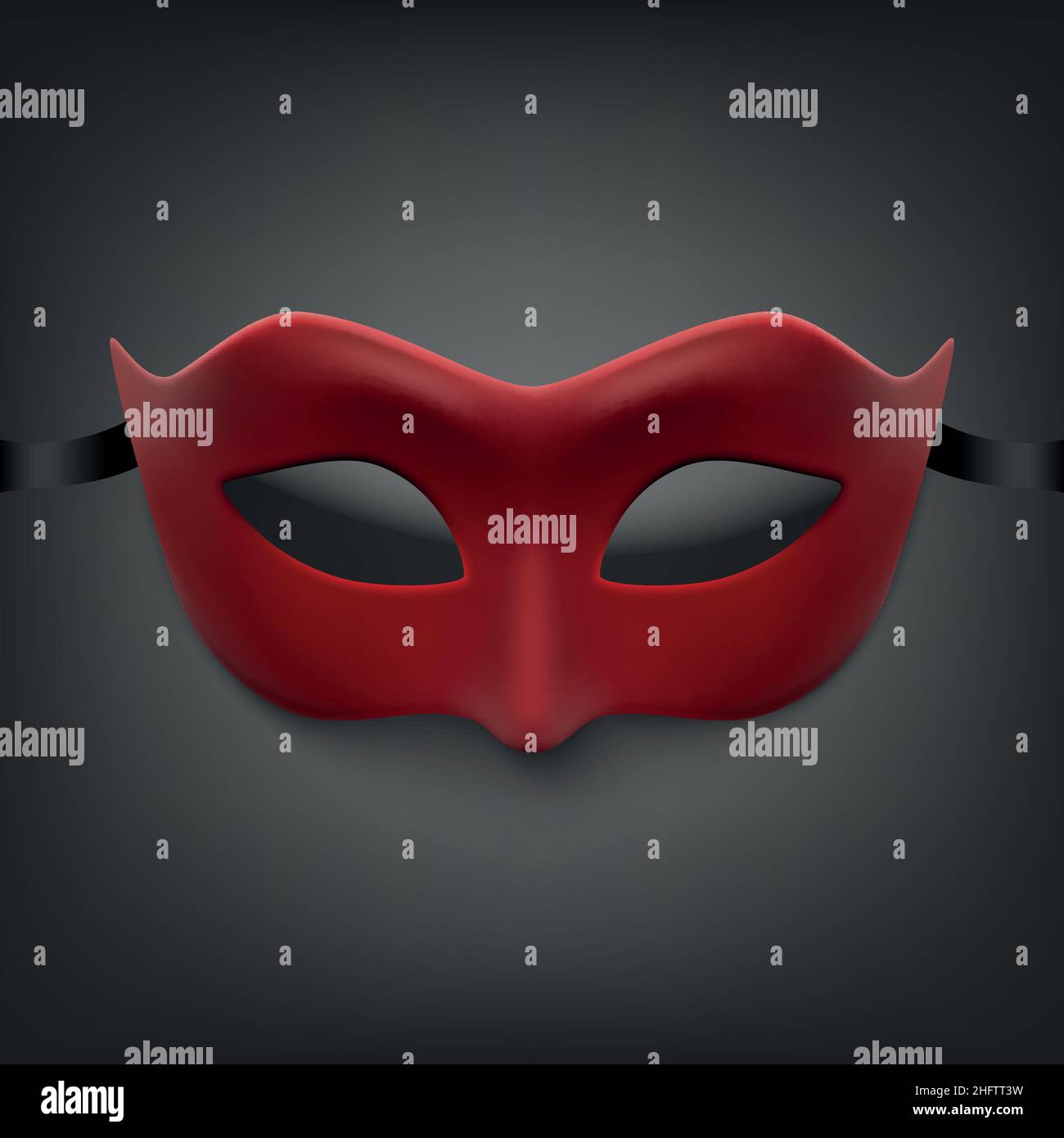 Vector 3d Realistic Red Carnival Face Mask for Party Decoration ...