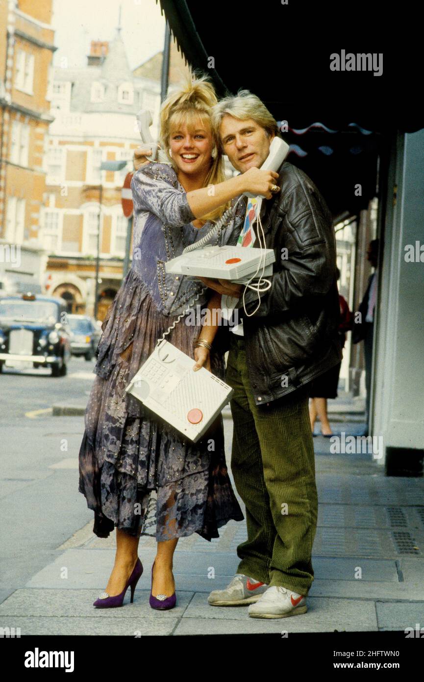 Glamour model Suzanne Mizzi with Adam Faith promoting telephone ...