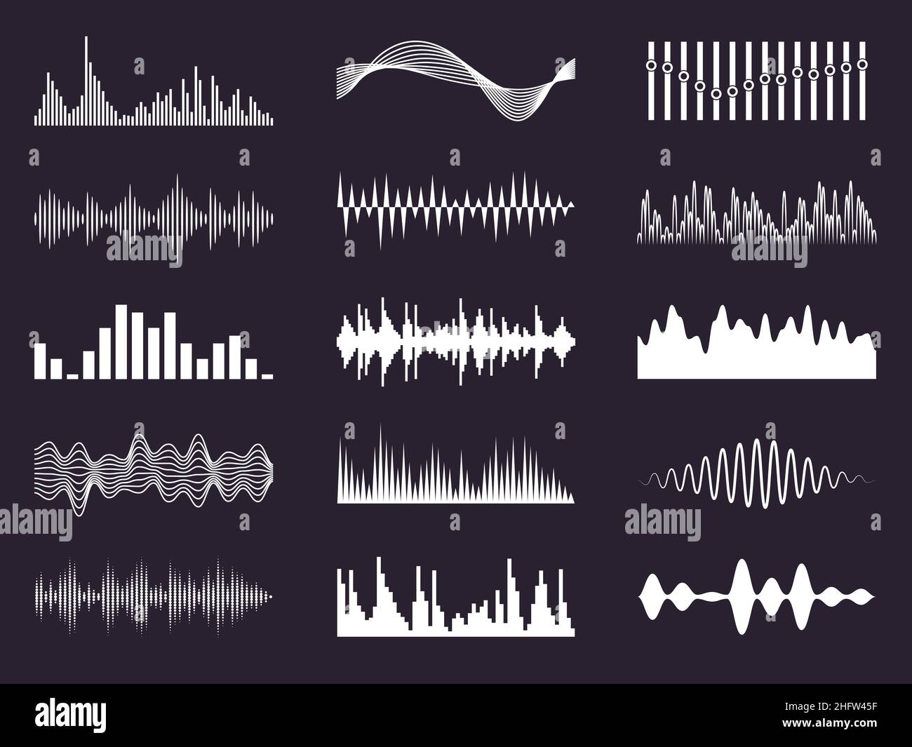 White music waves. Digital sonic visualization. Electronic graphic ...