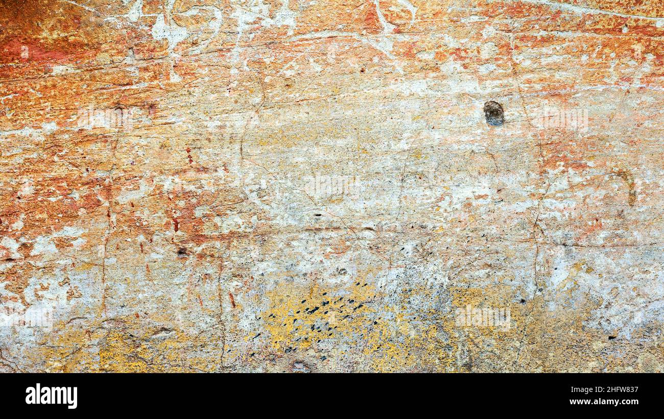 Abstract concrete, weathered with cracks and scratches. Landscape style ...