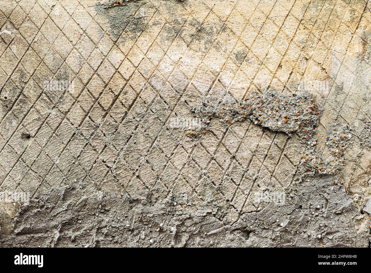 Abstract concrete, weathered with cracks and scratches. Landscape style ...