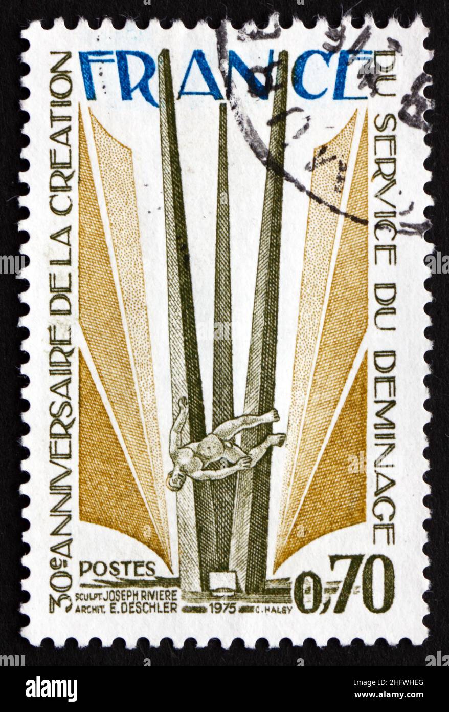 FRANCE - CIRCA 1975: a stamp printed in the France shows Monument, by ...