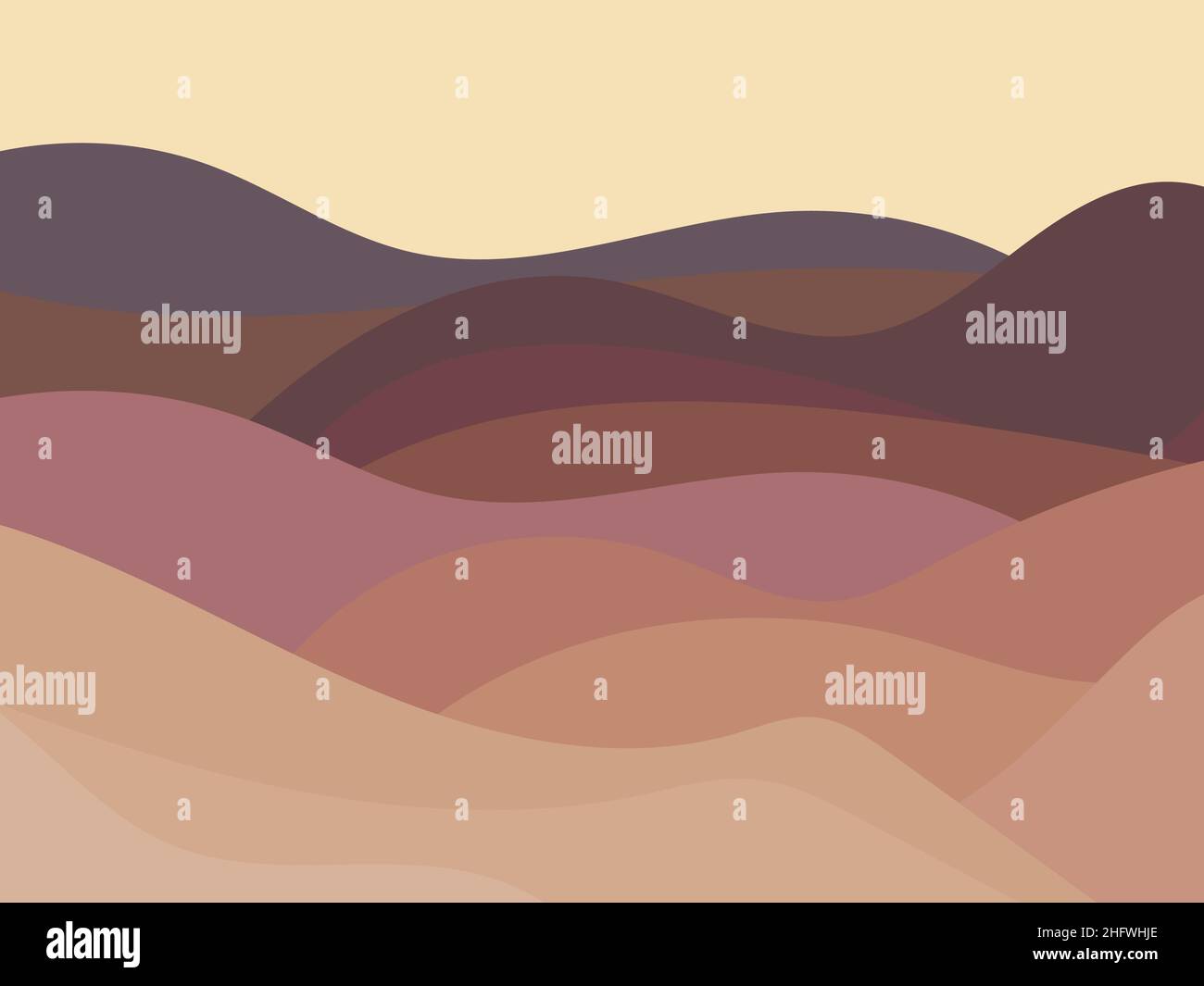 Wavy landscape in a minimalist style. Landscape with hills. Boho decor ...